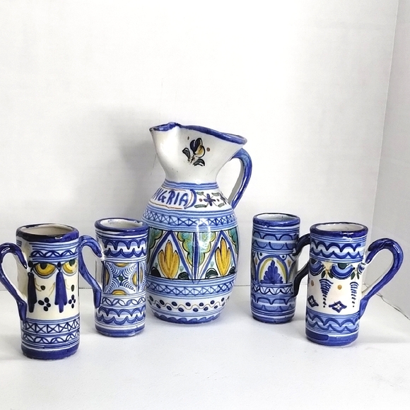 Dining | Vintage Sangria Pitcher Set Sevilla Hand Painted Ceramica Los ...